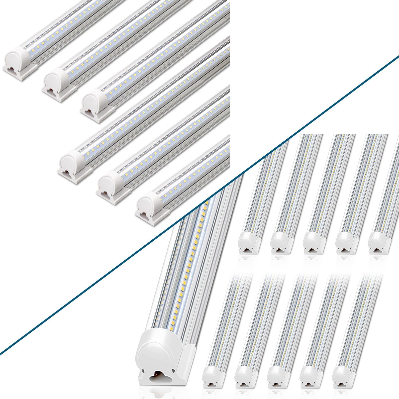 Barrina 8FT LED Shop Light 5000K, 8FT 100W 10-Pack + 4FT 40W 6-Pack ...