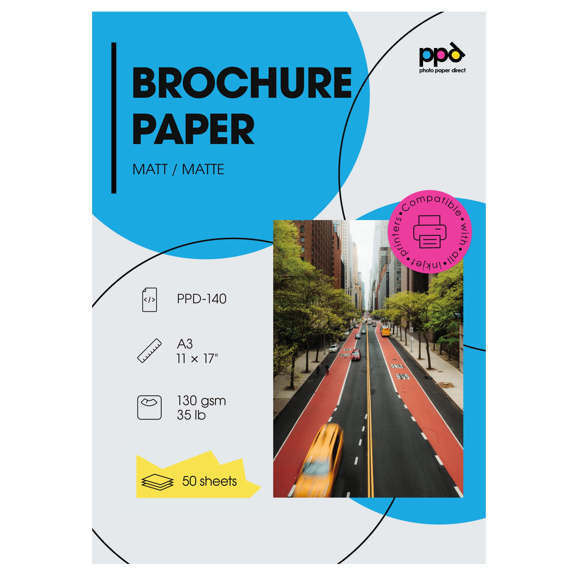 PPD 50 Sheets A3 Inkjet Brochure Paper Double-Sided Matt (130g) Ultra ...