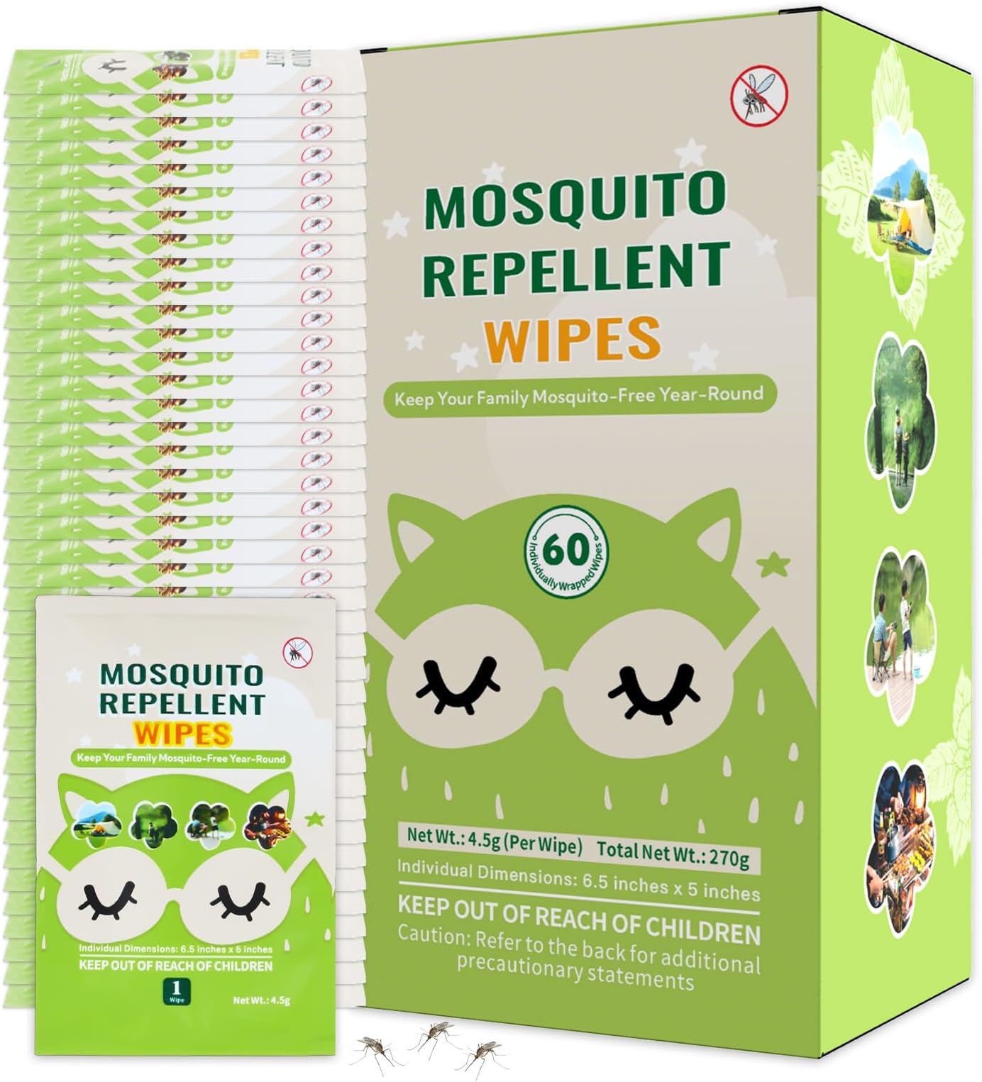 Amazon.com: 60 PCS Mosquito Repellent Wipes, Individually Wrapped ...