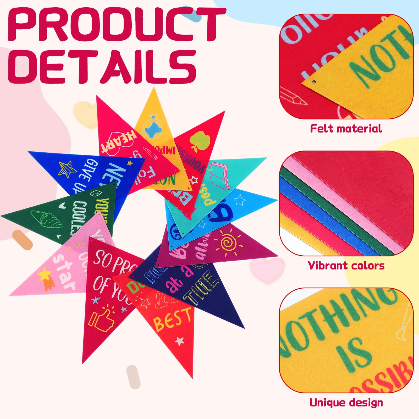 Snapklik.com : 36 Pcs Rainbow Classroom Banner Inspirational Classroom ...