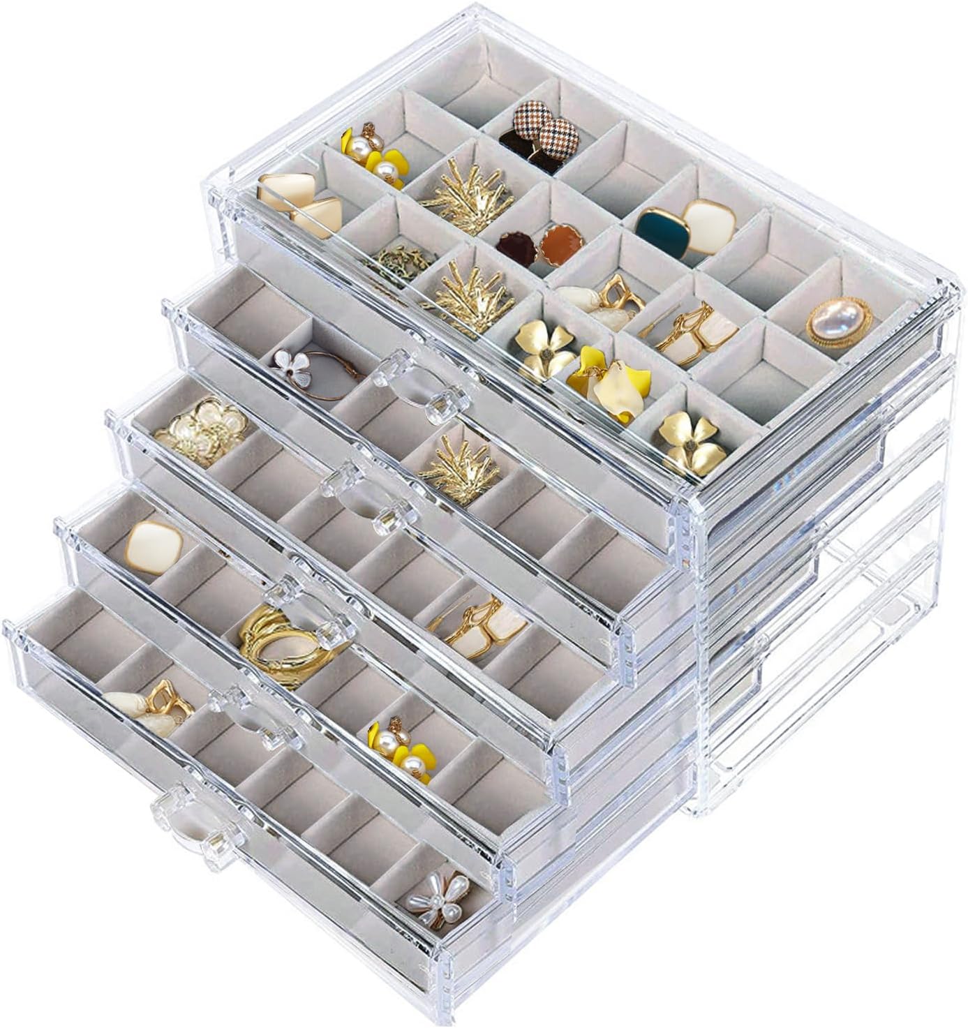 Amazon.com: SPAKOWN Earring Organizer, Acrylic Jewelry Box with 5 ...