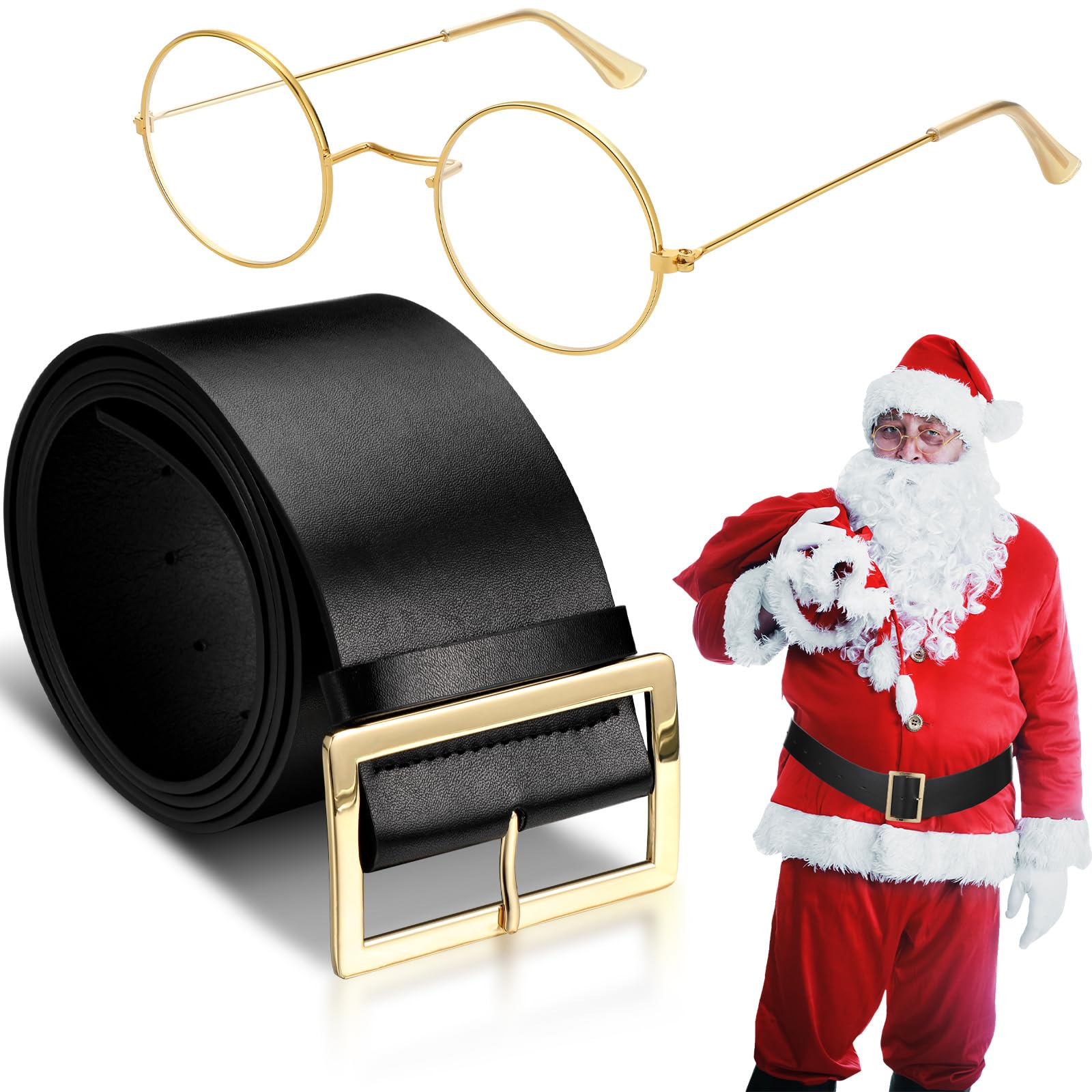 Amazon.com: Silkfly Christmas Santa Belt and Santa Claus Glasses 3.15 ...