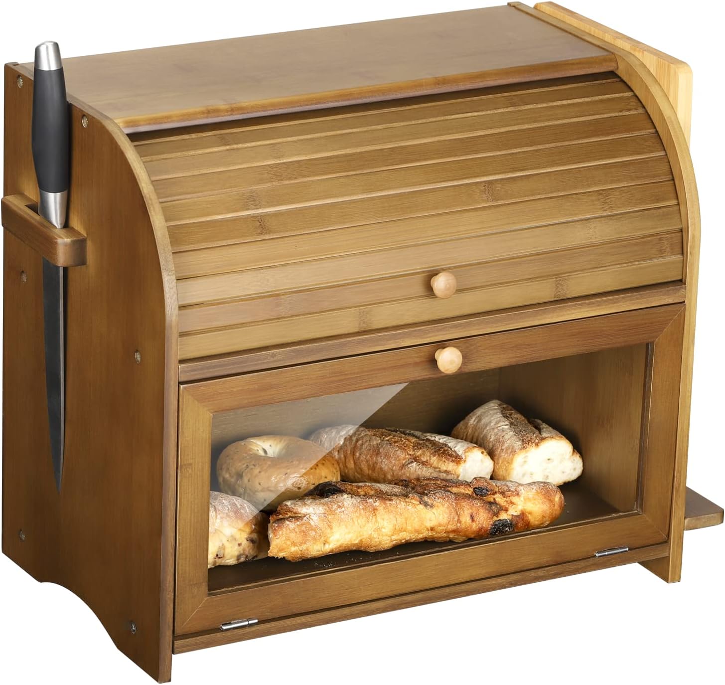 Amazon.com: HOMEKOKO Double Layer Large Roll Top Bread Box for Kitchen ...