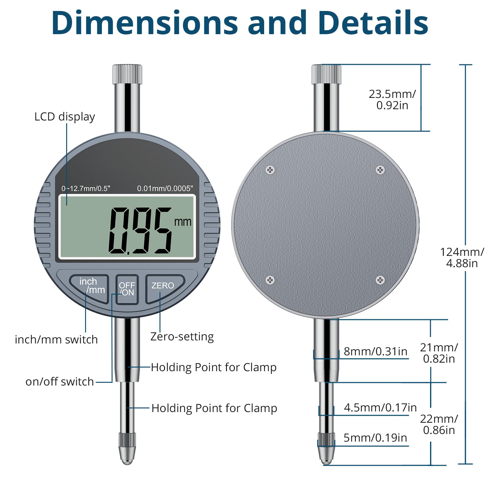 Snapklik.com : ALLmeter DTI Digital Dial Indicator 0.01mm Resolution