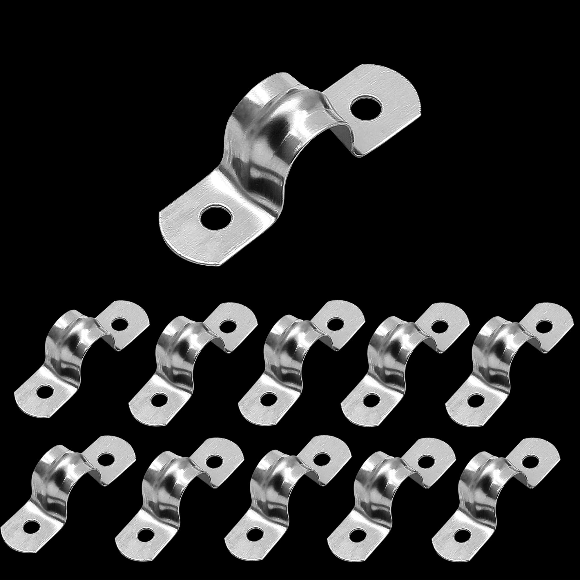 50 Pack M12 (1/2") Stainless Steel Rigid Pipe Strap, Heavy Duty Pipe ...