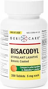 GeriCare Bisacodyl 5mg Stimulant Laxative Enteric Coated Tablets, Fast ...