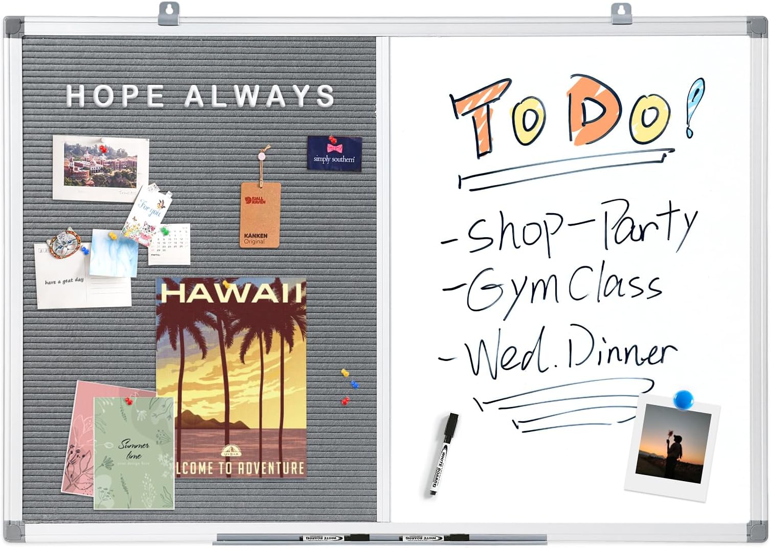 Amazon.com : MAKELLO Whiteboard Bulletin Board Combo 24x18in, White ...