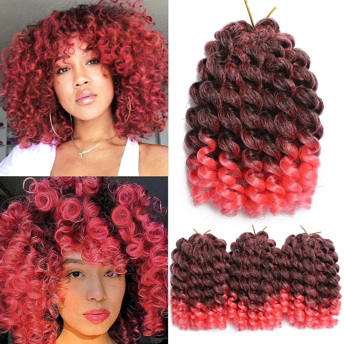Amazon.com : Ainroad Jamaican Bounce Wand Curl Short Curly Crochet Hair ...