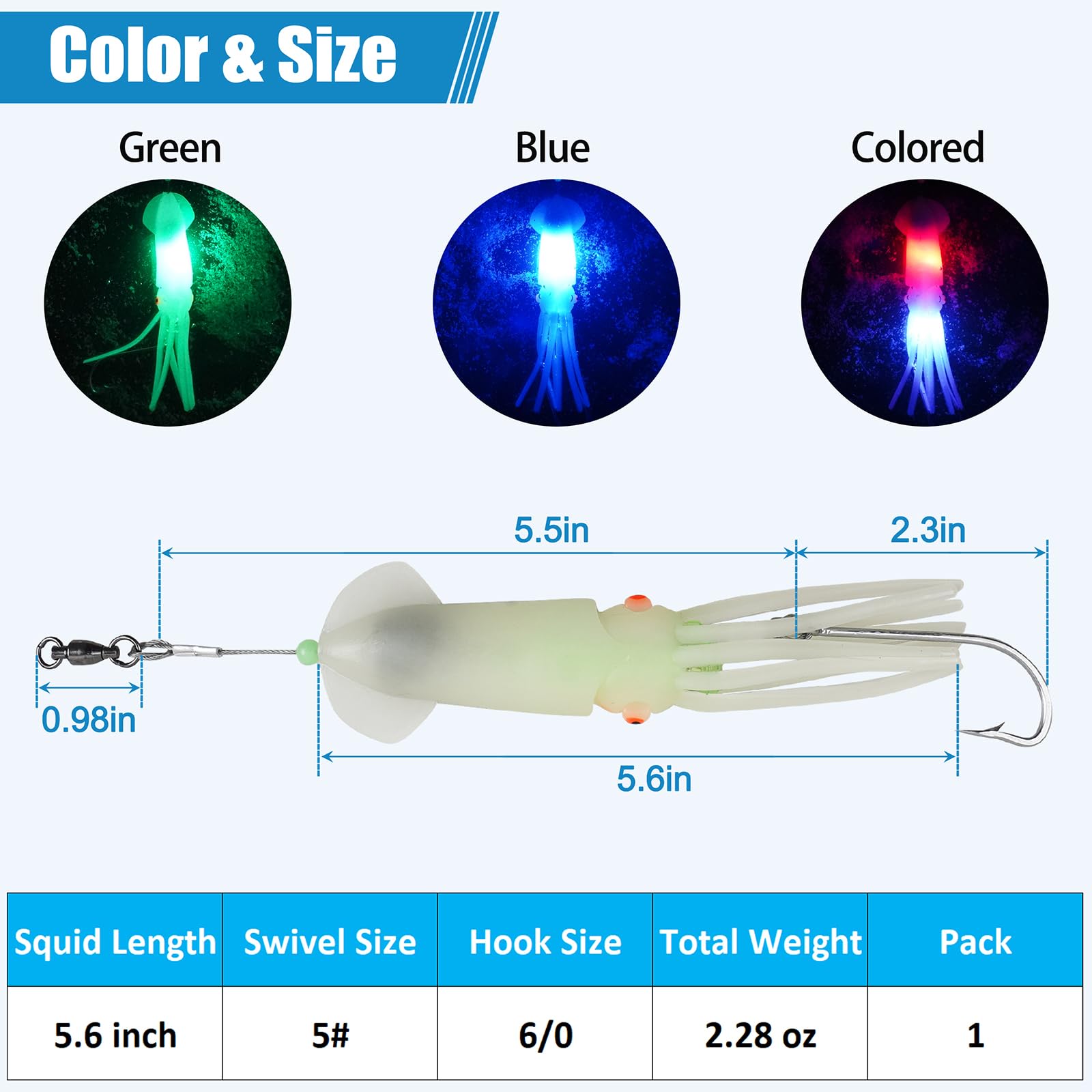 Snapklik.com : Saltwater Squid Fishing Lures Lighted Glow In The Dark ...