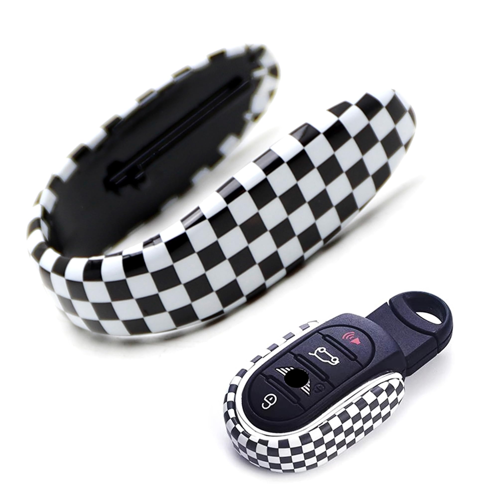 Amazon.com: iJDMTOY Slim Size U-Shape Checkered Pattern Style Key Fob ...