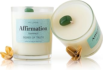 Amazon.com: My Lumina Affirmation Aromatherapy Candle w/Jade Crystal ...