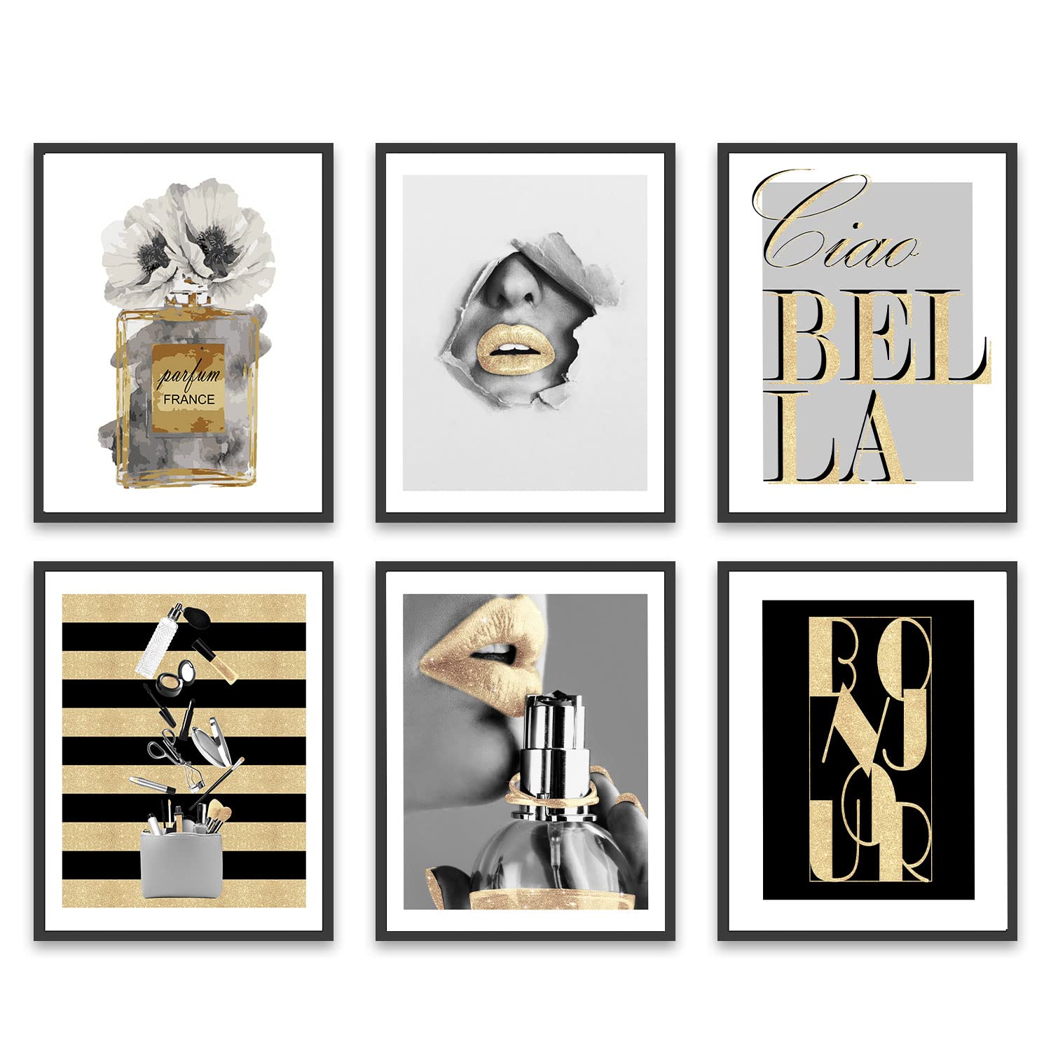 Amazon.com: JITUIHOM Glam Black and Gold Fashion Posters for Women ...