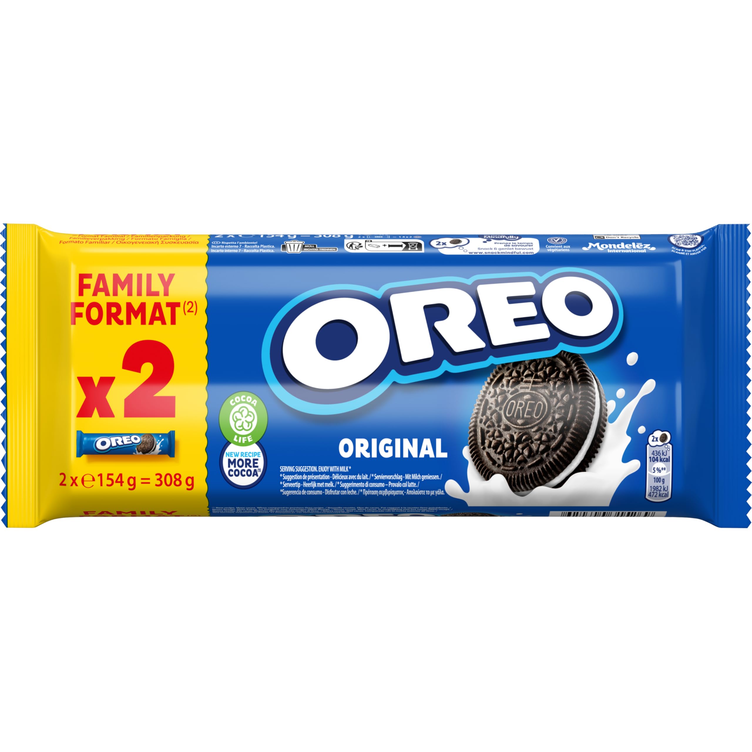 Oreo Original, Biscotti al Cacao Ripieni di Crema al Gusto Vaniglia ...