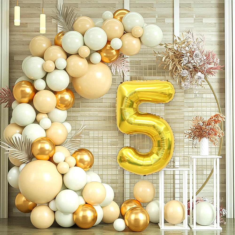 Snapklik.com : Number 5 Balloon 40 Inch Golden 5 Balloon Number 5th ...