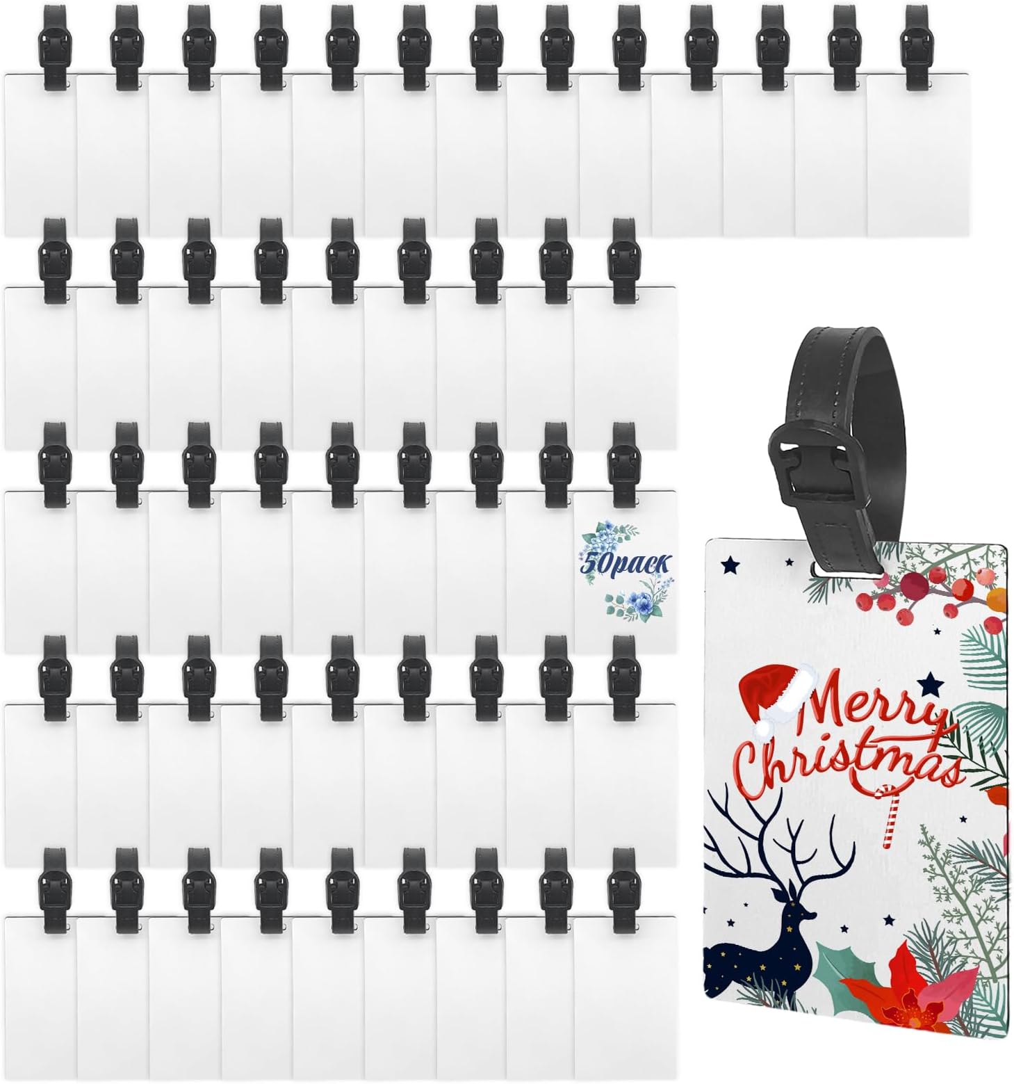 Amazon.com: 50 PCS Sublimation Luggage tag Blanks Travel Bag Tags with ...