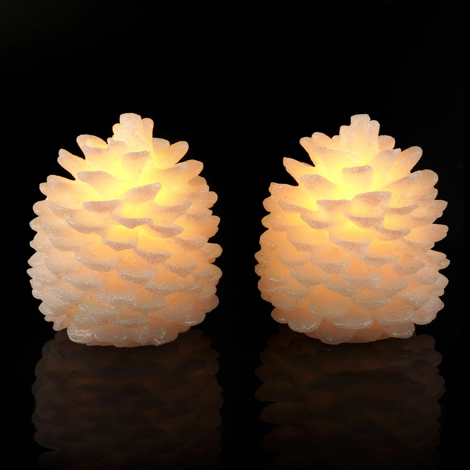 Amazon.com: Homemory 2 Pcs Pine Cone Candles Flameless, White LED ...