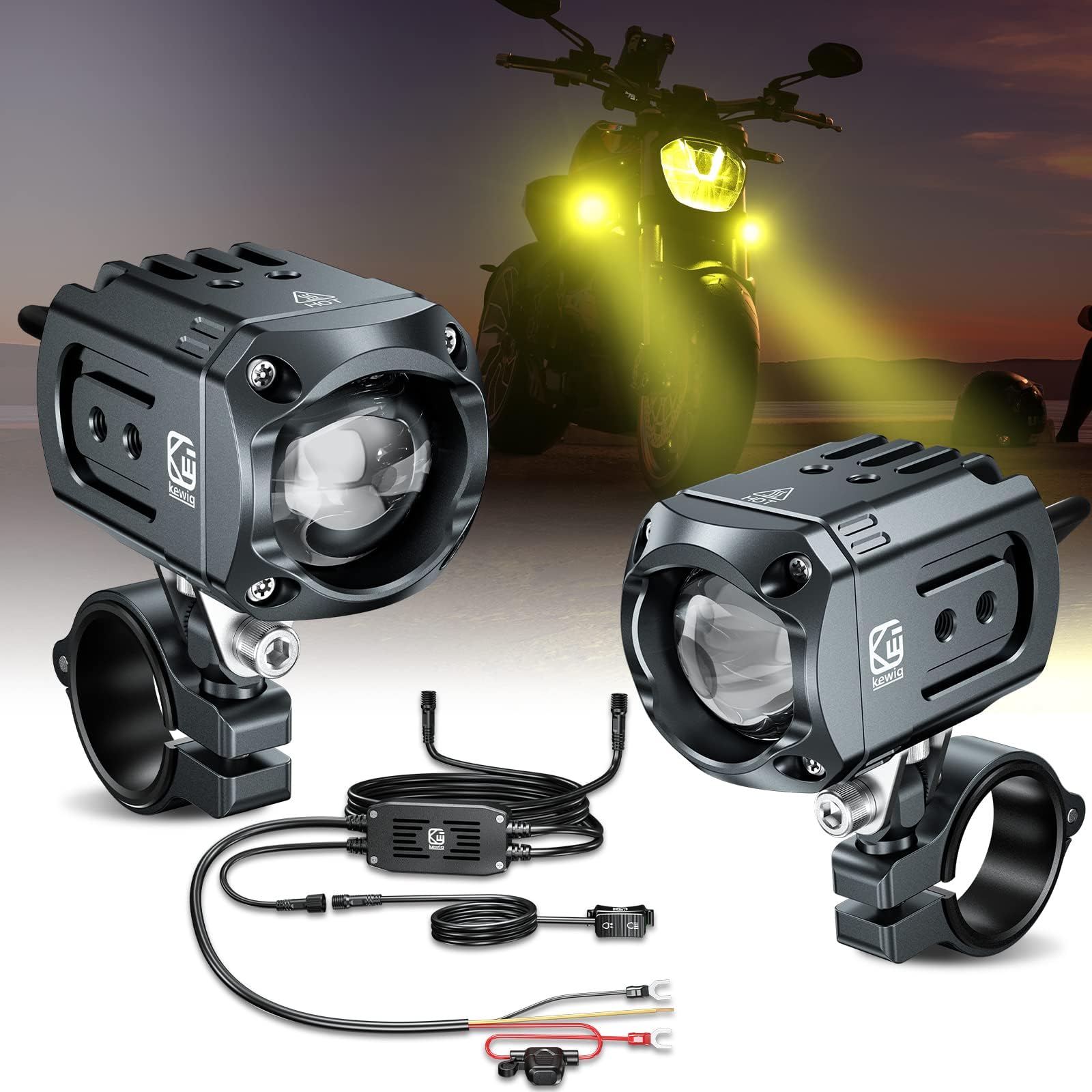 Amazon.com: EXZEIT Led Driving Light for Motorcycle, Amber Light, High ...
