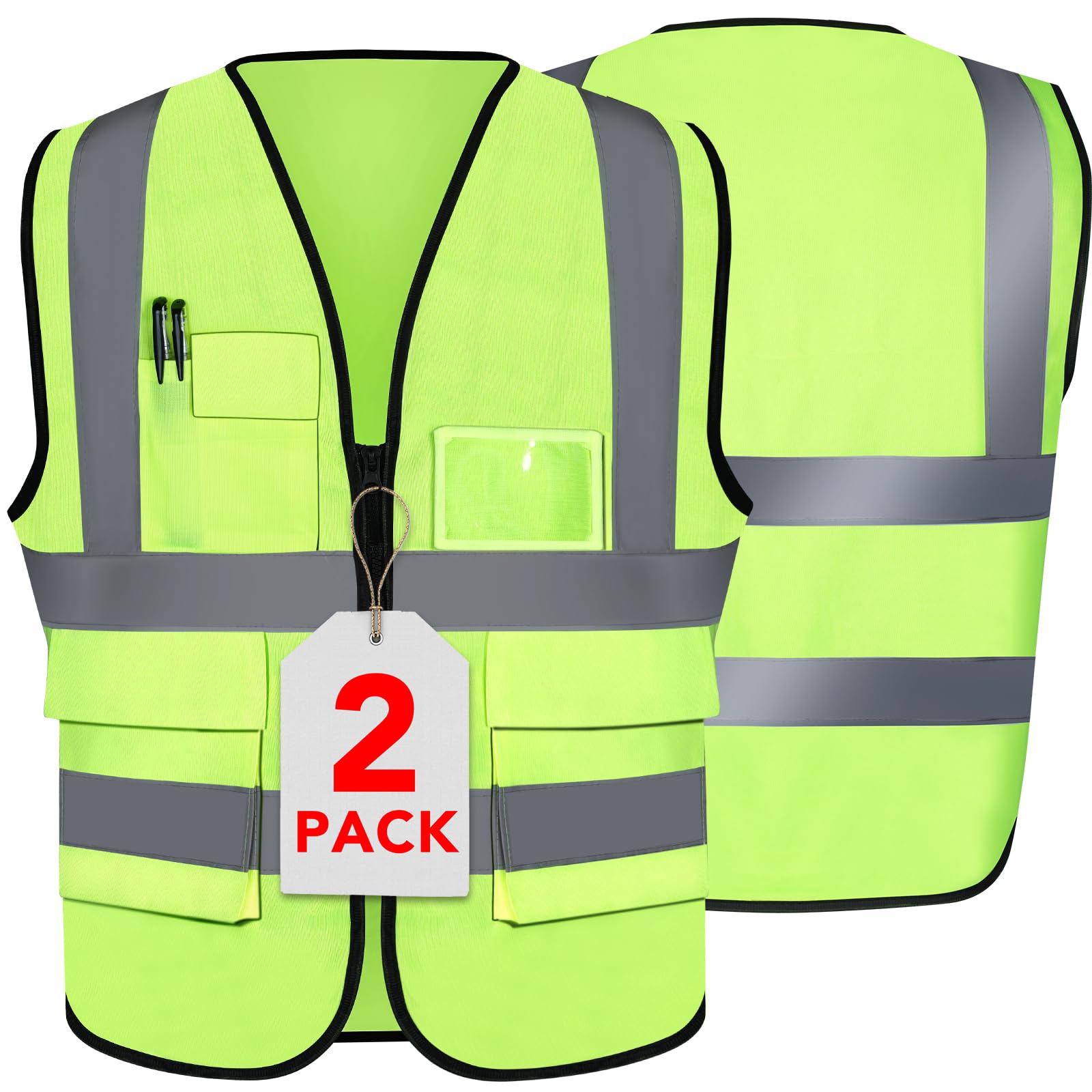 XPCARE 2-Pack Reflective Safety Vest For Women Men, Green High ...