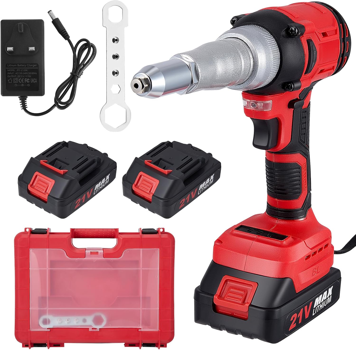 Cordless Rivet Gun, Brushless Rivet Nut Guns with 2 x 21V 1.5Ah ...