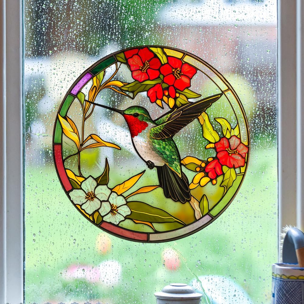 Amazon.com: Window Stickers Hummingbird Static Glass Clings Window ...