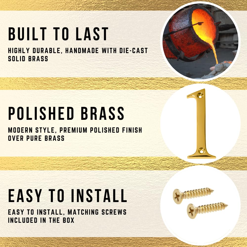 Clio 3-Inch Solid Brass Mailbox Numbers House Numbers For Outside ...