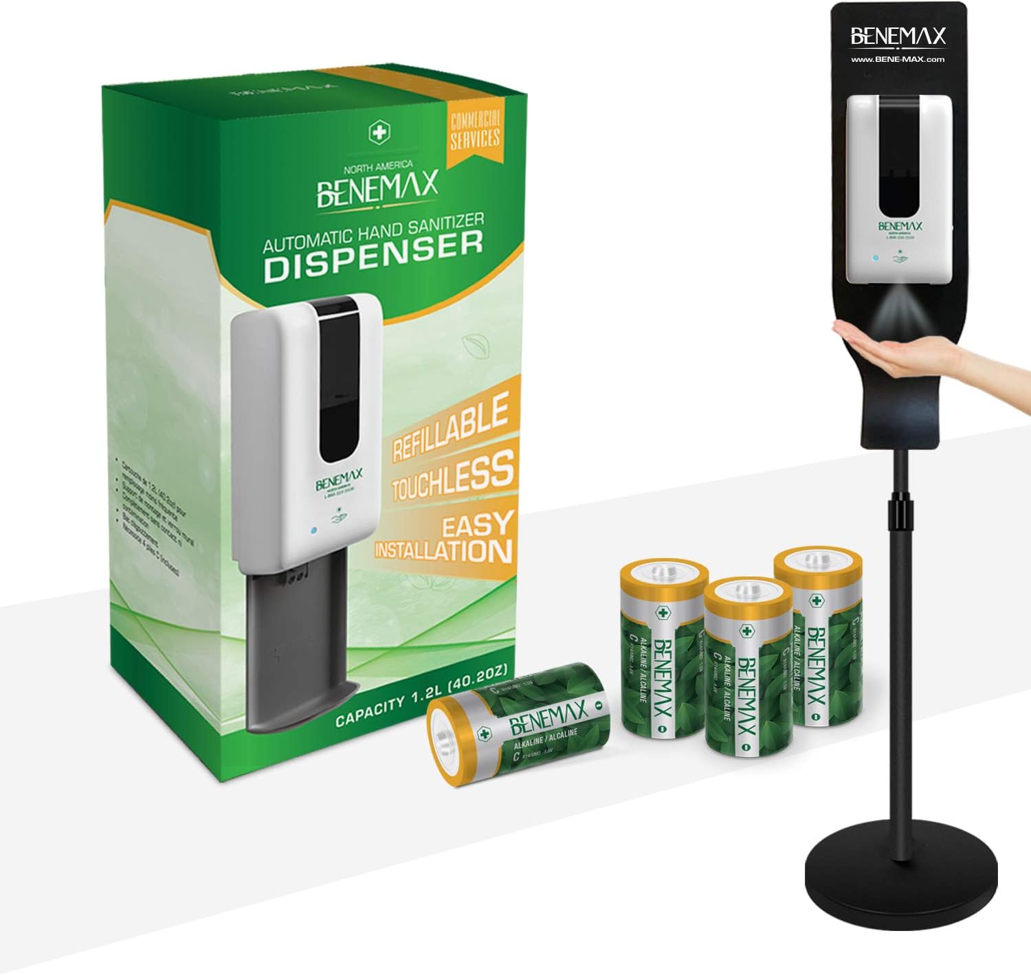 Benemax Automatic Hand Cleaner Dispenser. Adjustable Height Stand ...