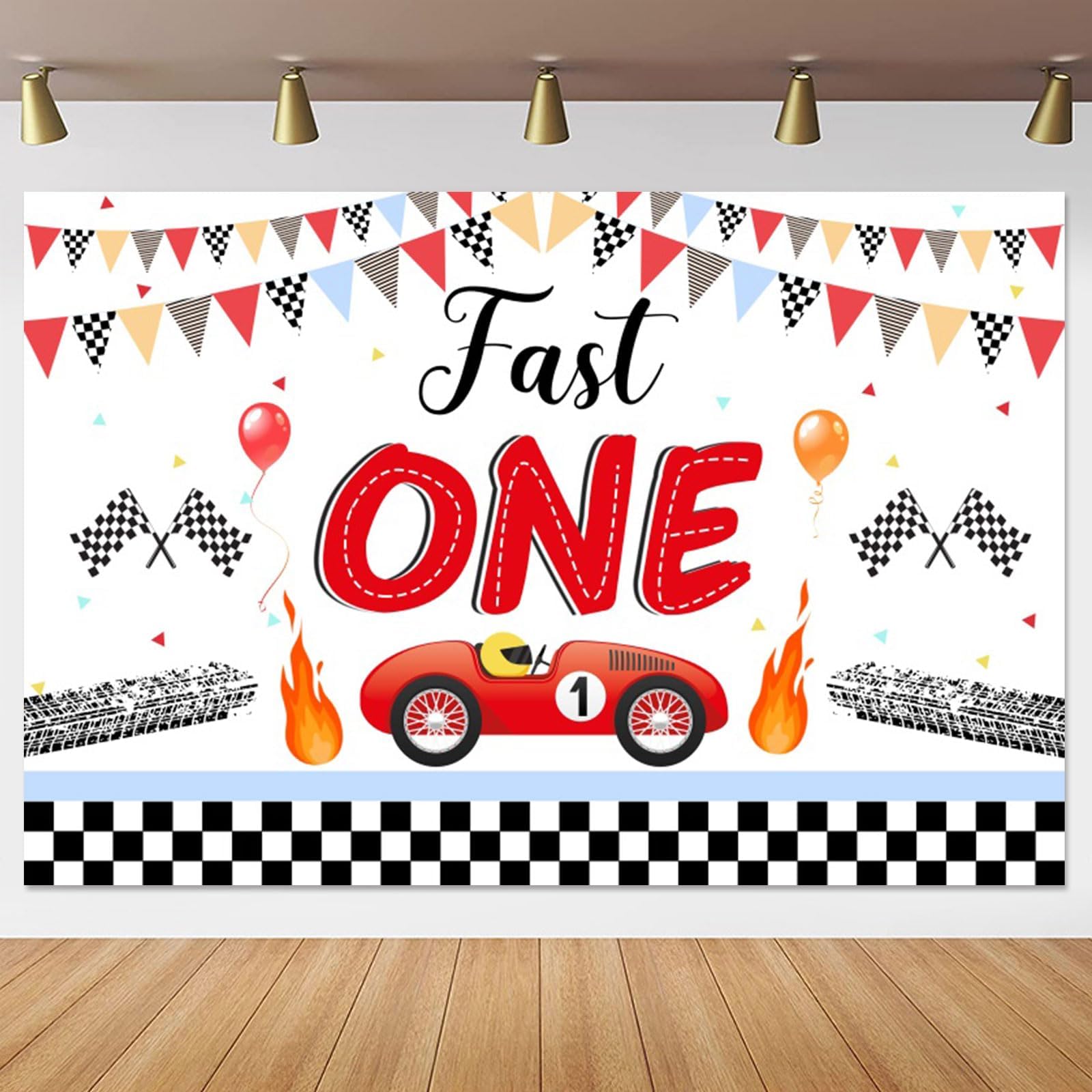 Amazon.com : Yeele 5x3ft Fast One Backdrop Red Racing Car Kids 1st ...