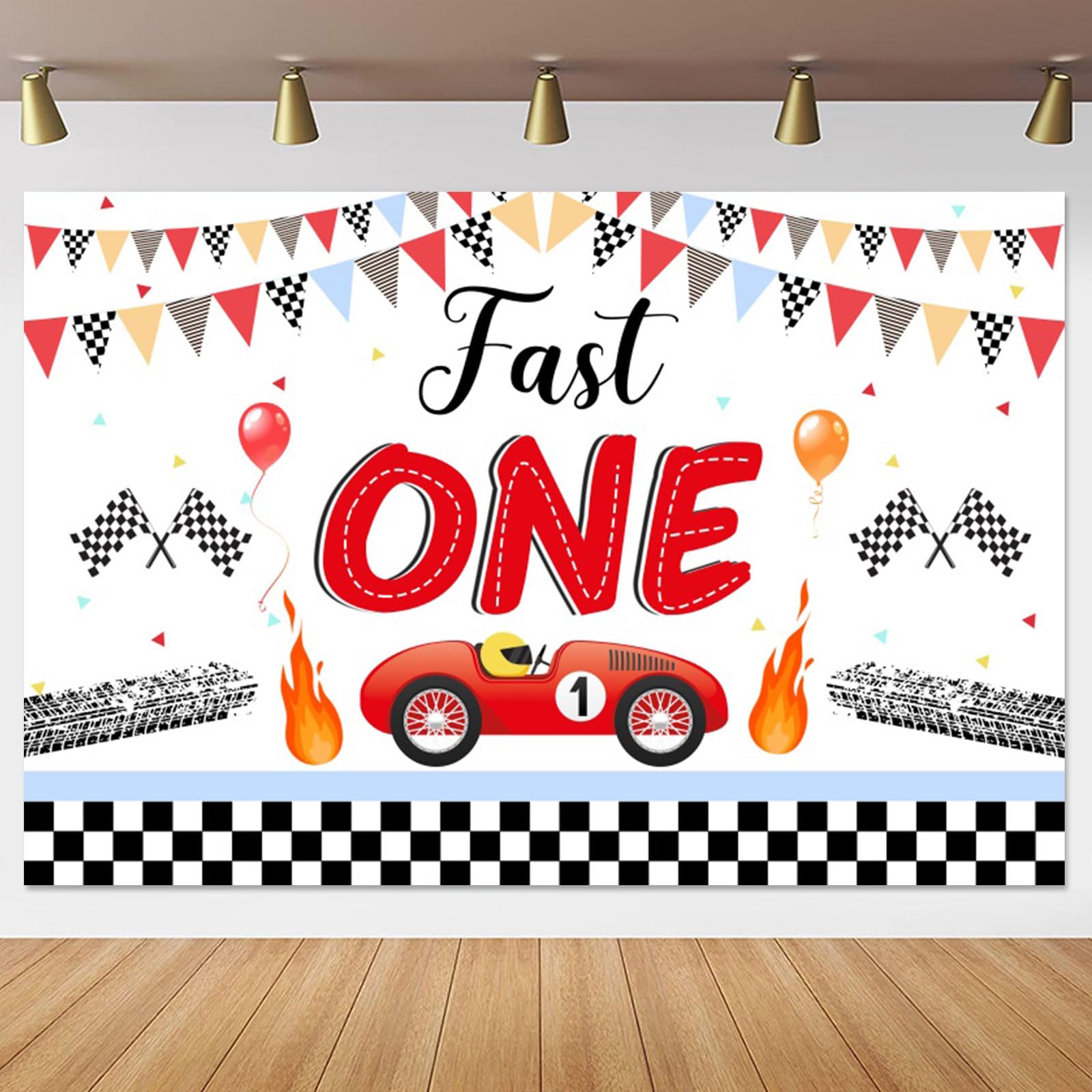 Amazon.com : Yeele 5x3ft Fast One Backdrop Red Racing Car Kids 1st ...