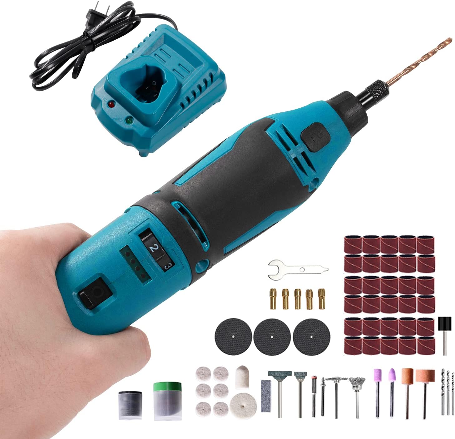 Tilswall 8V Cordless Rotary Tool Kit with 105Pcs Accessories, 5-Speed ...