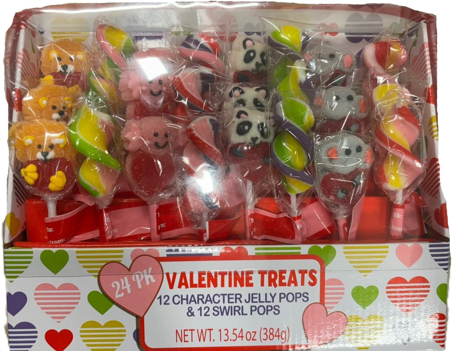 Amazon.com : Valentine's Day Swirl and Character Jelly Pops, Assorted ...