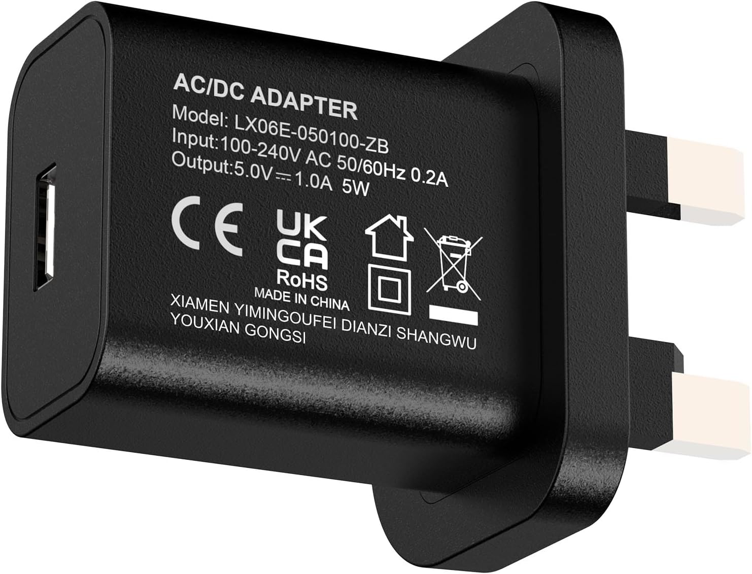 5V 1A 5W White USB Charger, UK Usb Plug, USB-A Output, 100V-240V Input ...
