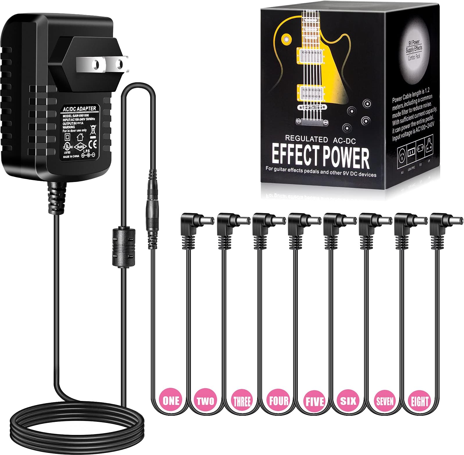 Amazon.com: Pigtone Guitar Power Supply AC Wall Charger Adapter 9V DC ...