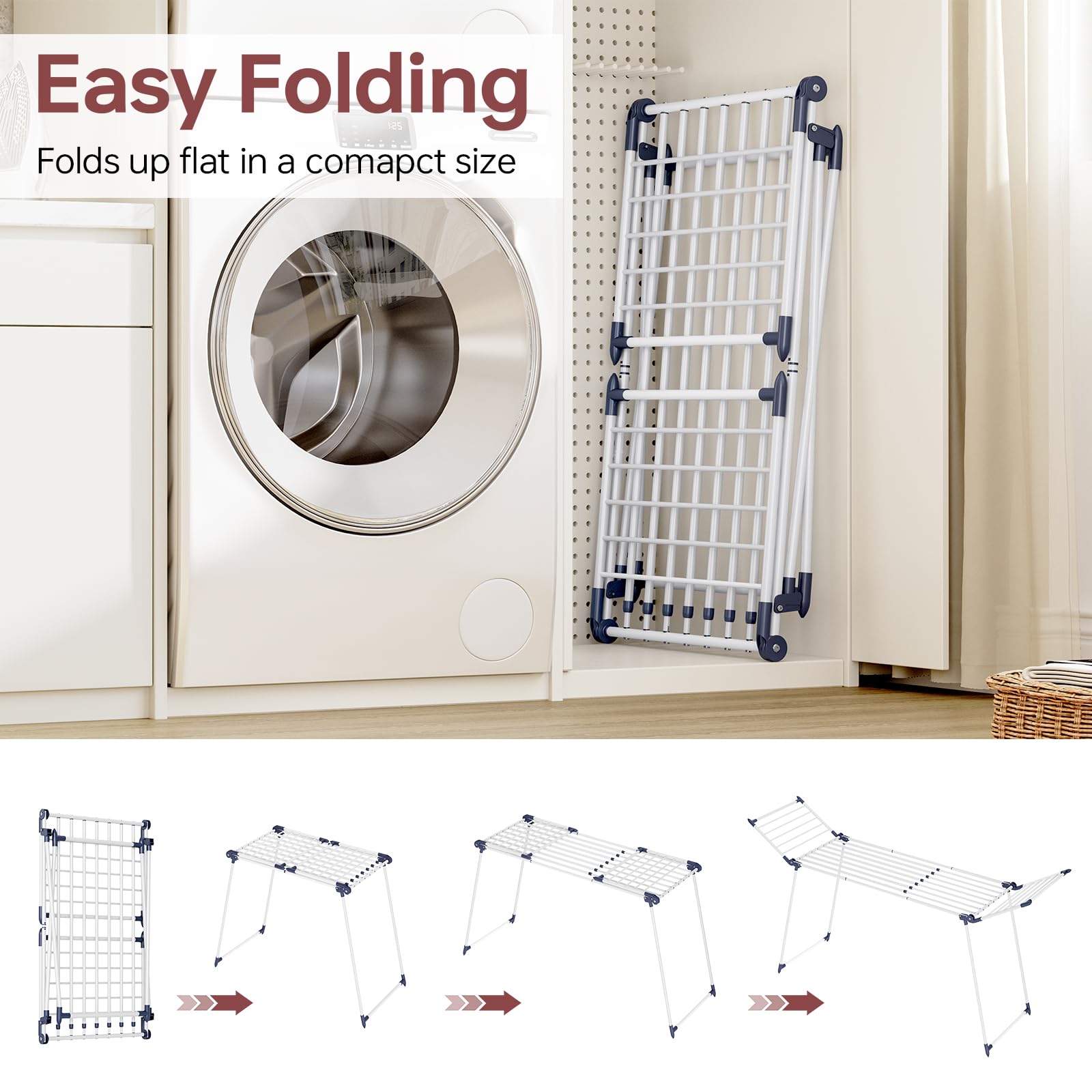 Snapklik.com : Clothes Drying Rack Foldable, Large Drying Rack For ...