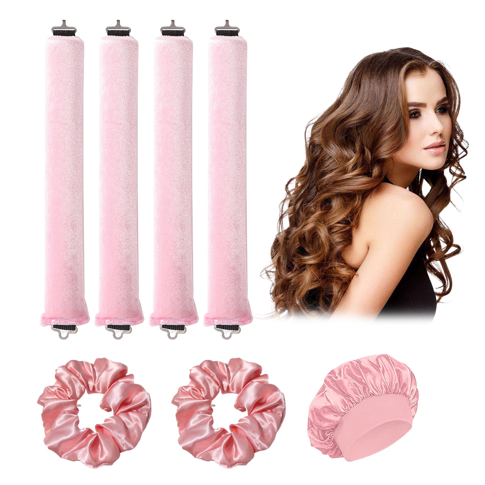 Benaewa 4 Pcs Heatless Curling Rods, Overnight Blowout Rod with Hairnet ...