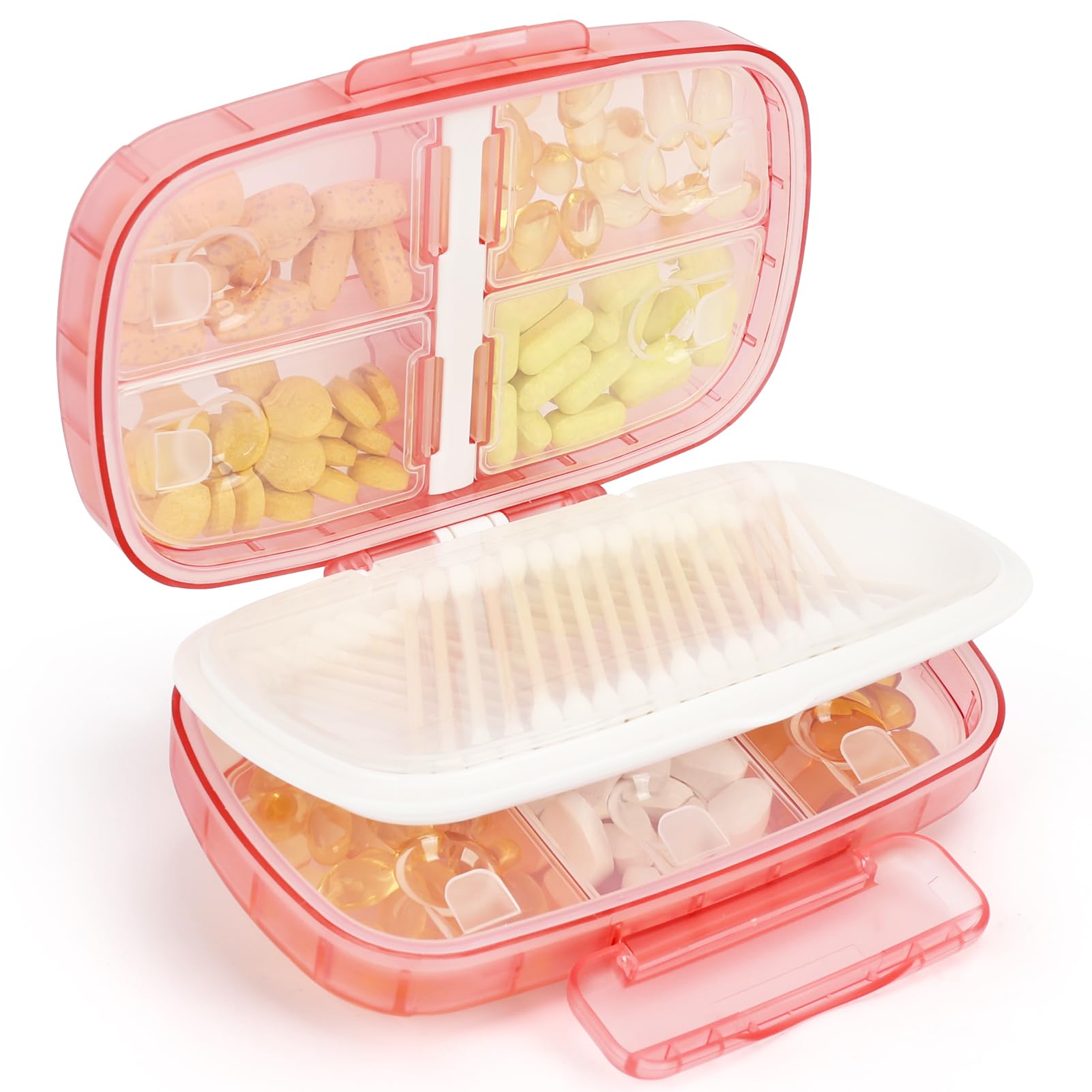 2 FYY Travel Pill Organizer, 8 Compartments Portable Daily Pill Case ...