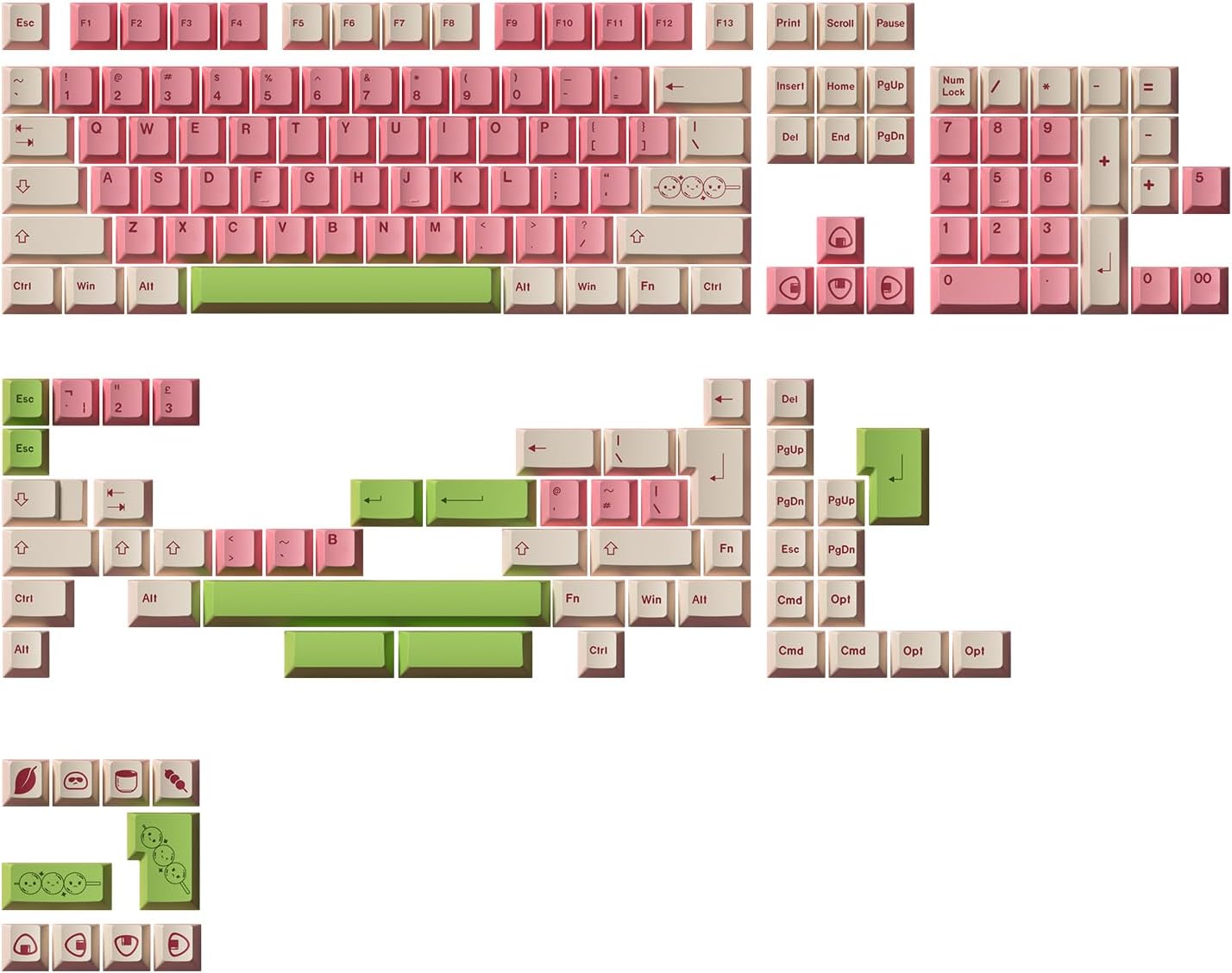 Amazon.com: Akko Keycaps Set, Mochi & Dango Cherry Profile 170-Key PBT ...