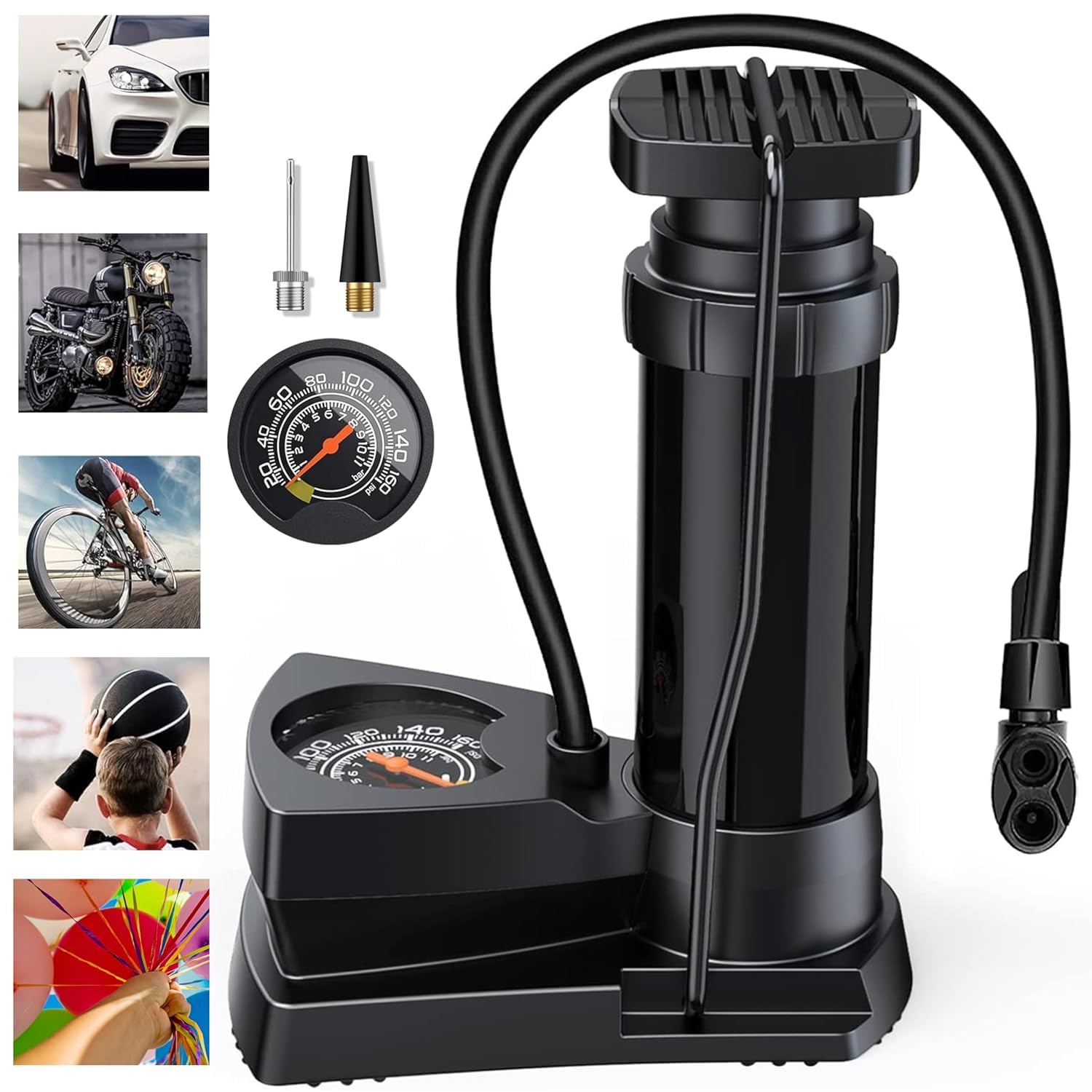 Piercell® Portable Mini Bike Pump/Cycle Pump Foot Activated with ...