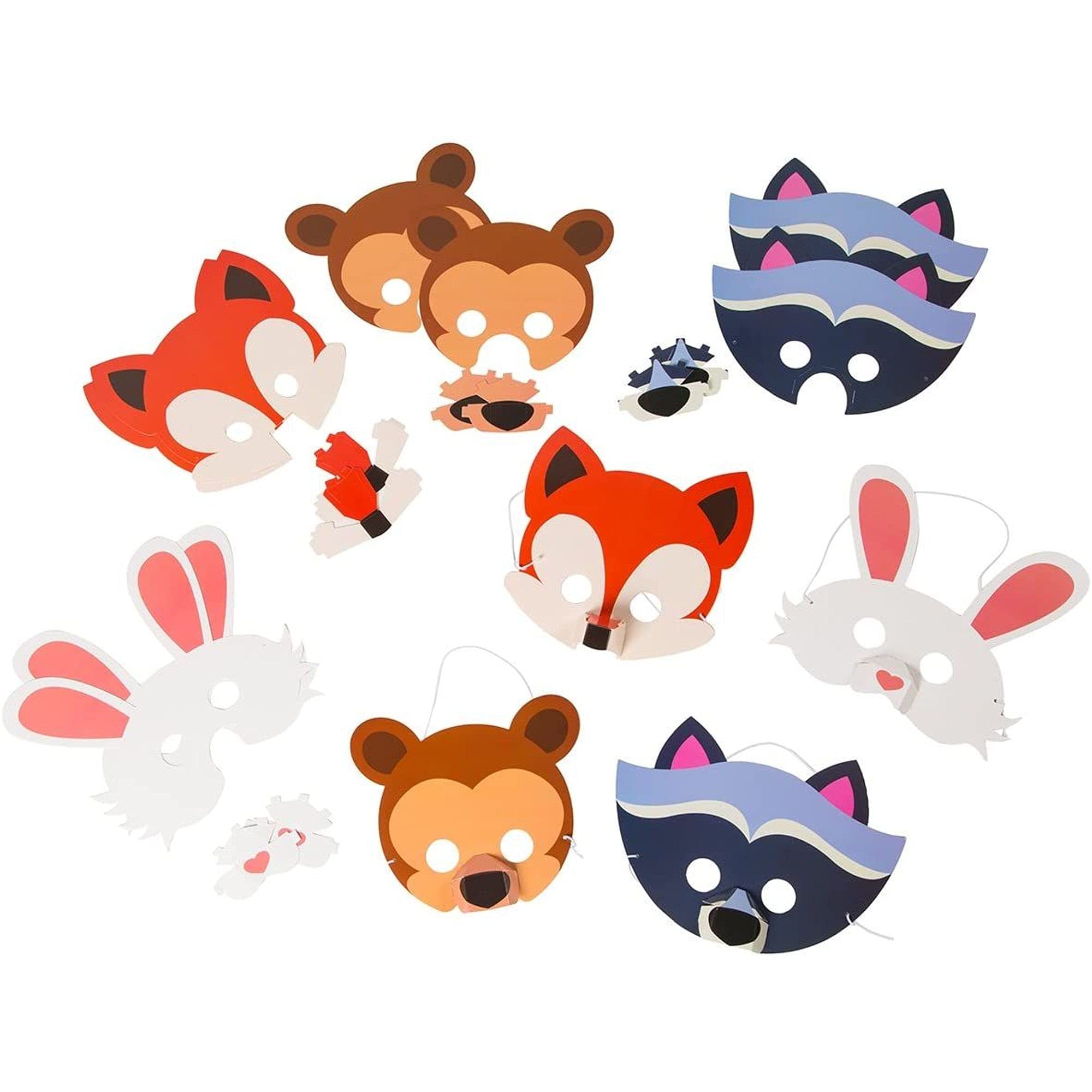 Animal Masks 12 Pack Assorted Zoo Theme Woodland Party Supplies ...