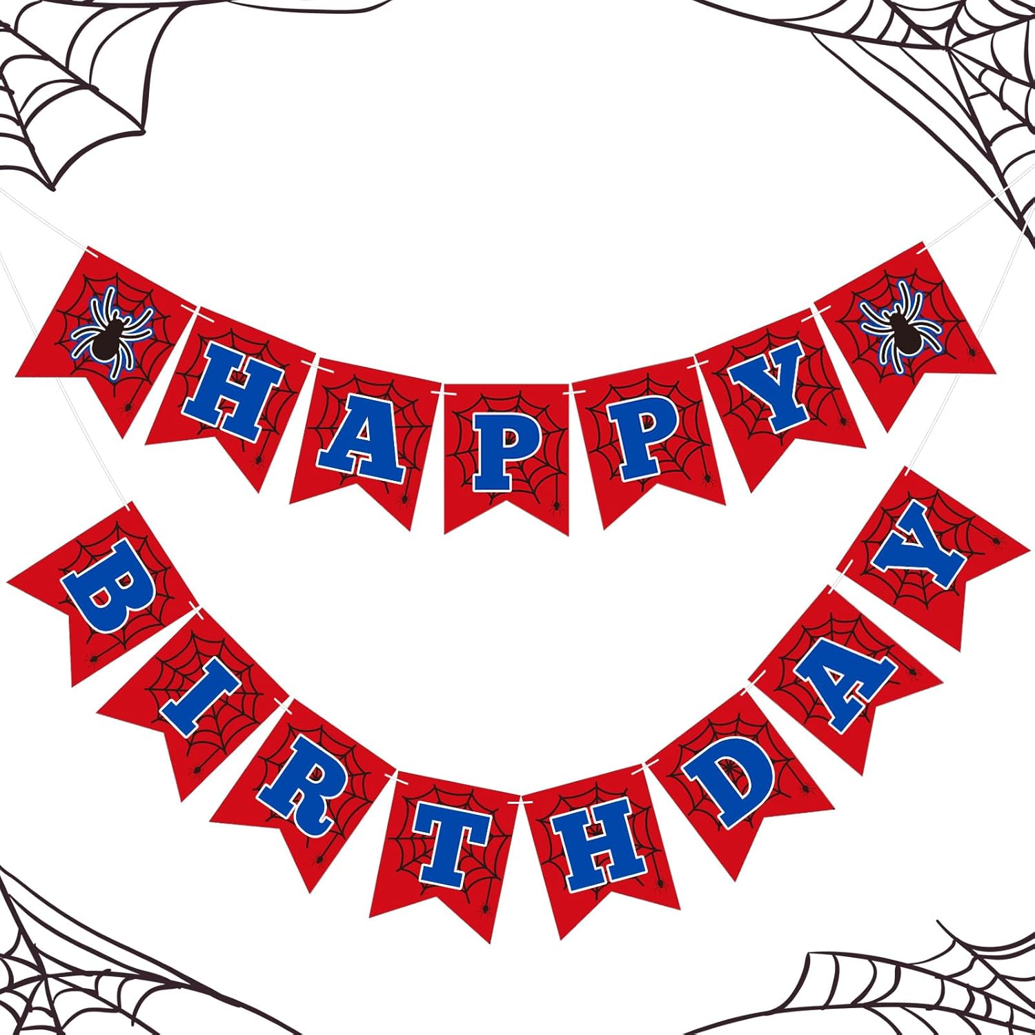 Amazon.com: Oudain Pre Strung Spider Happy Birthday Banner Spider Web ...