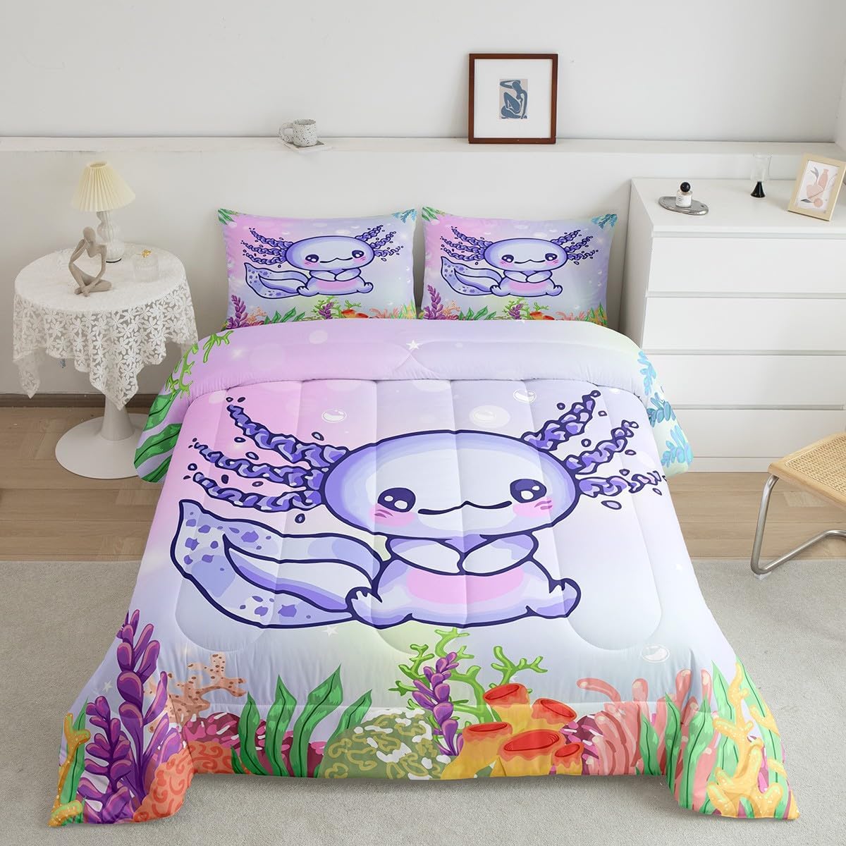 Amazon.com: Homewish Cute Axolotl King Size Comforter Set,Kids Cartoon ...