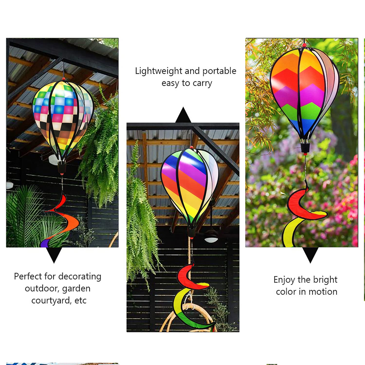 Snapklik.com : Timecity 3pcs Hot Air Balloon Wind Spinner Rainbow ...