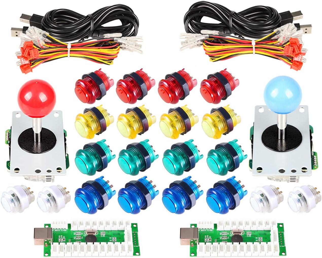 EG Starts Classic Arcade DIY Kit Parts 2x USB LED Encoder PC Console ...