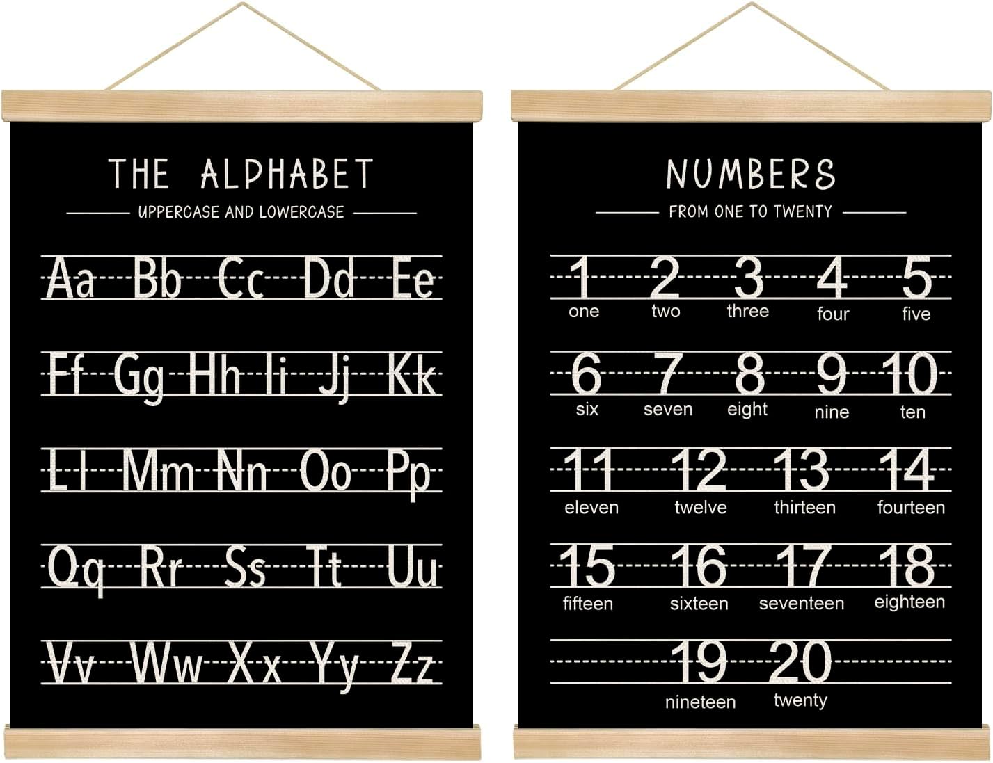 Amazon.com: Alphabet and Numbers Wall Chart Set of 2,Kids Educational ...