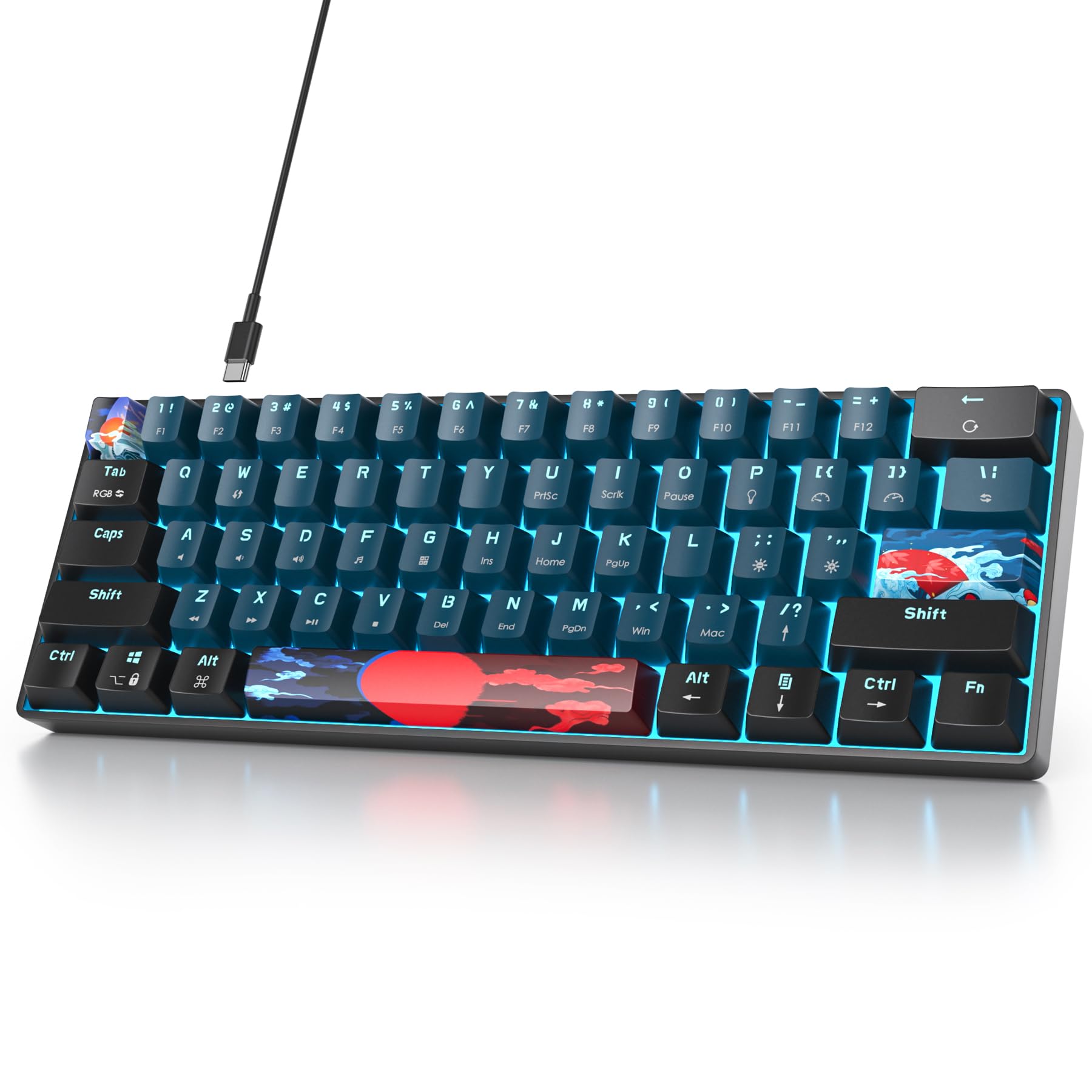 Fogruaden Wired 60% Percent Mechanical Keyboard, RGB Gaming Keyboard 60 ...