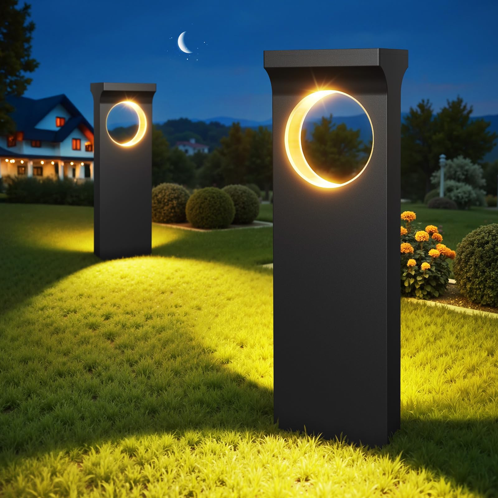 KOOPER Solar Lights Outdoor, 6 Pack Upgraded Moon Shaped Landscape ...
