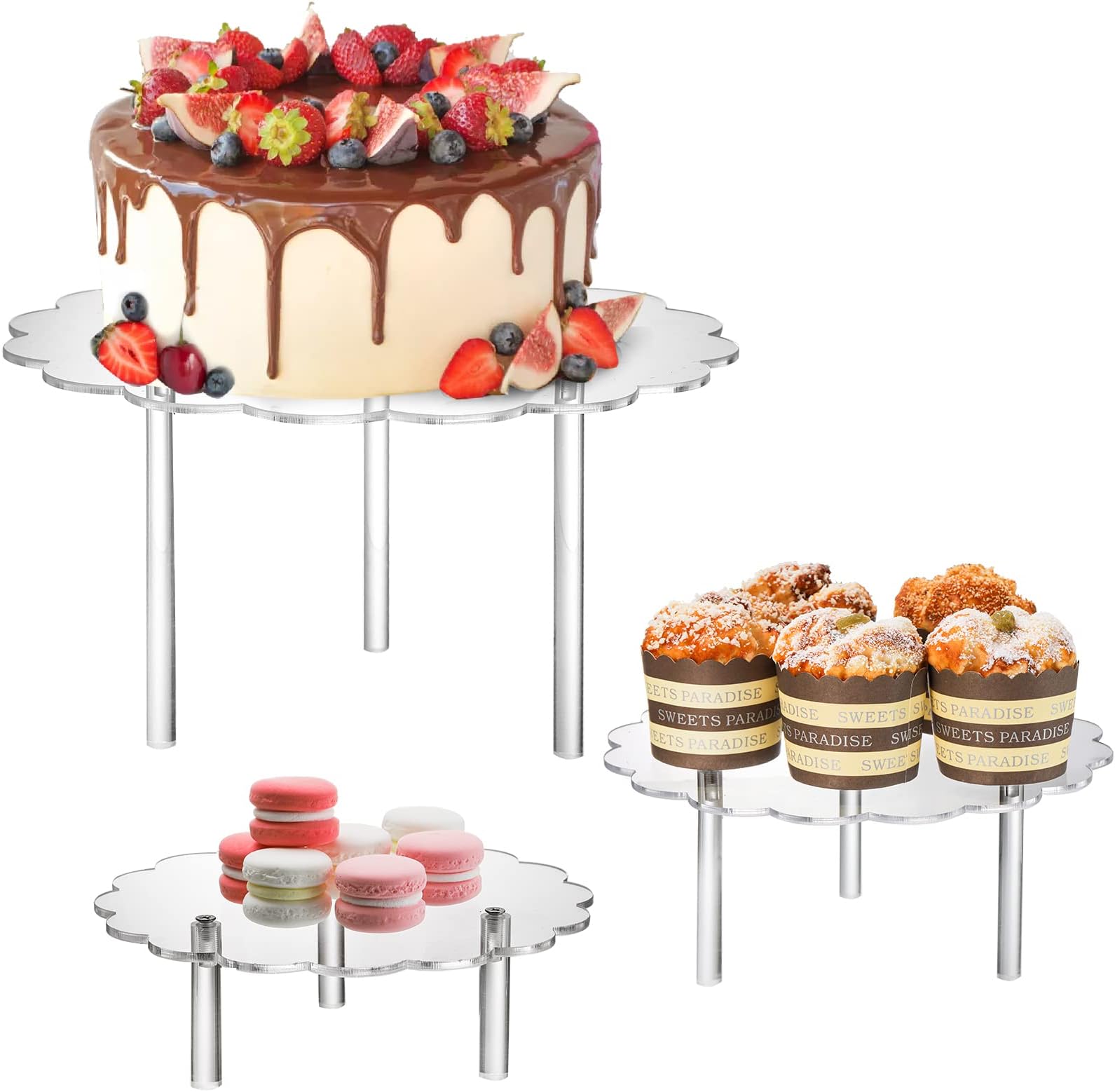 Amazon.com: 3PCS Acrylic Cake Stands, Round Clear Cake Display Holder ...