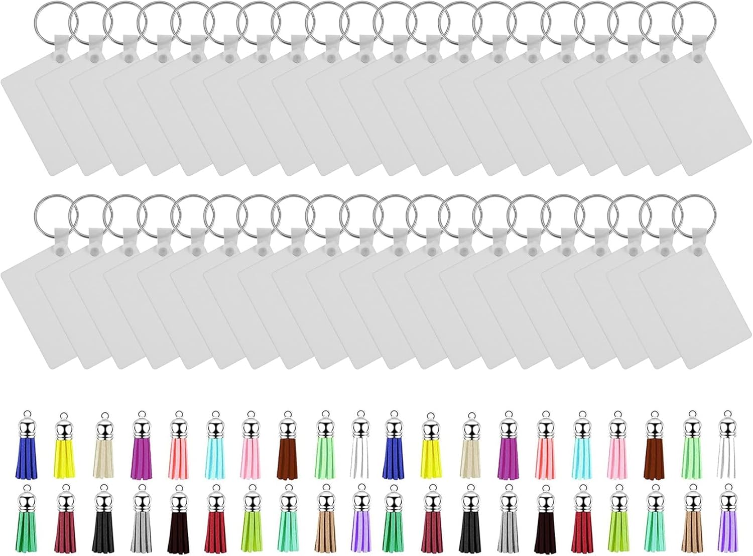 Qeunrtiy 160Pcs Sublimation Keychain Blanks Set Key Rings Sublimation ...