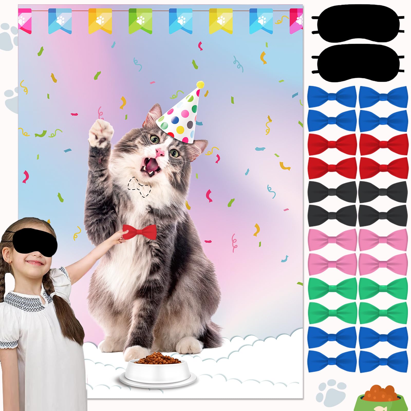 Snapklik.com : HiParty Cat Birthday Decorations, Pin The Bow On The Cat ...