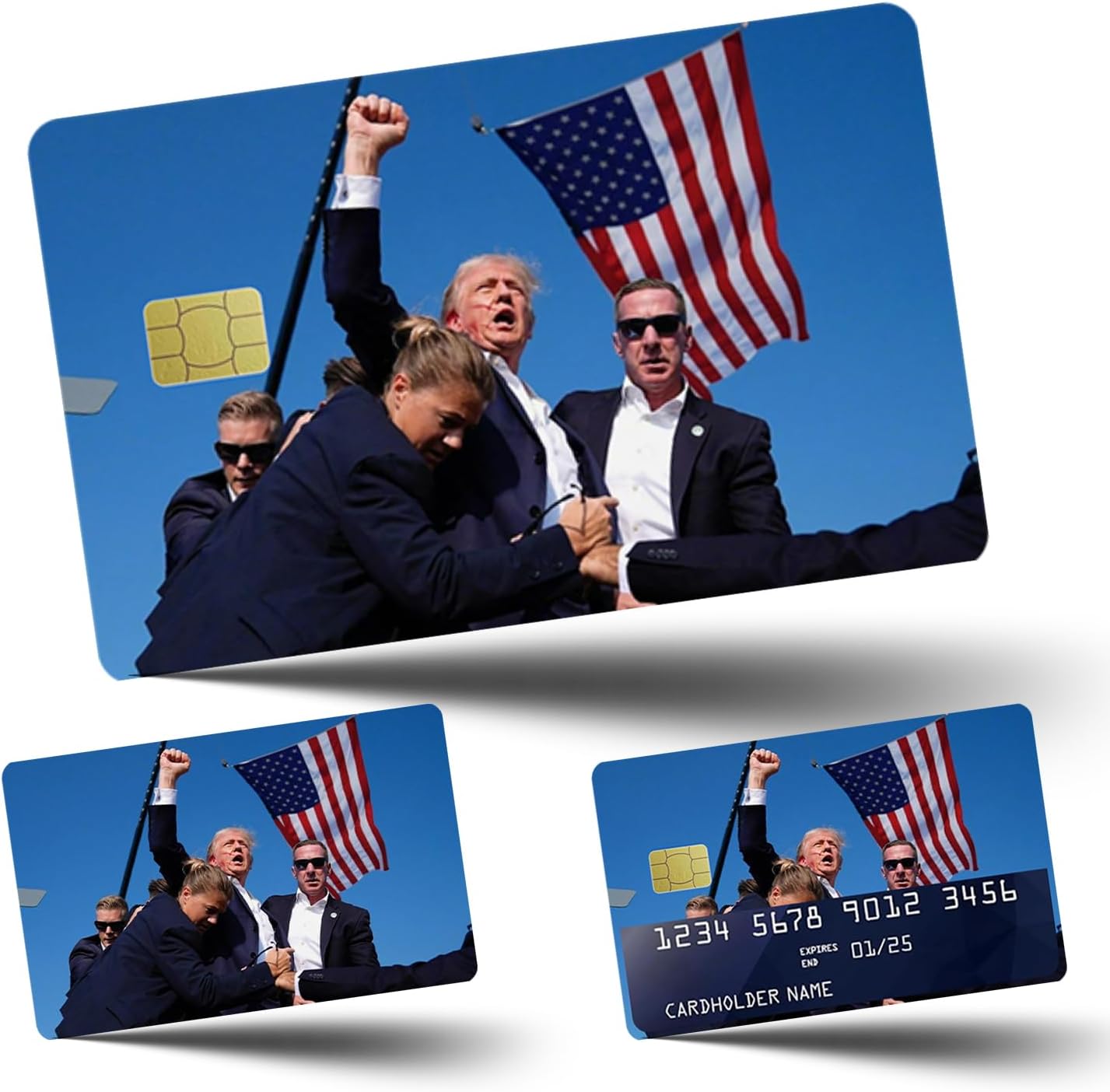 Amazon.com : BULADOLL 3Pcs Trump Shoting Credit Card Skin, Trump ...