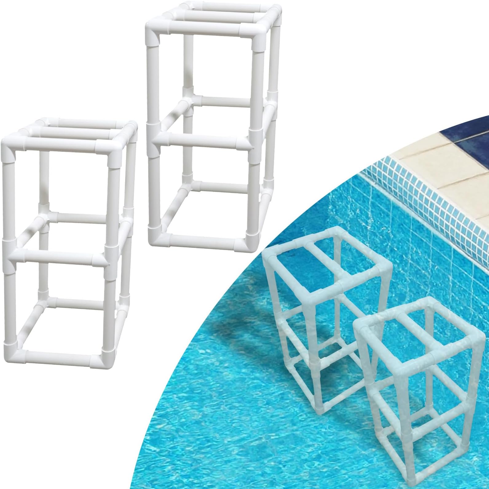 Amazon.com: 2 Pack Underwater Pool Stool with Foot Rest, Pool Stools ...